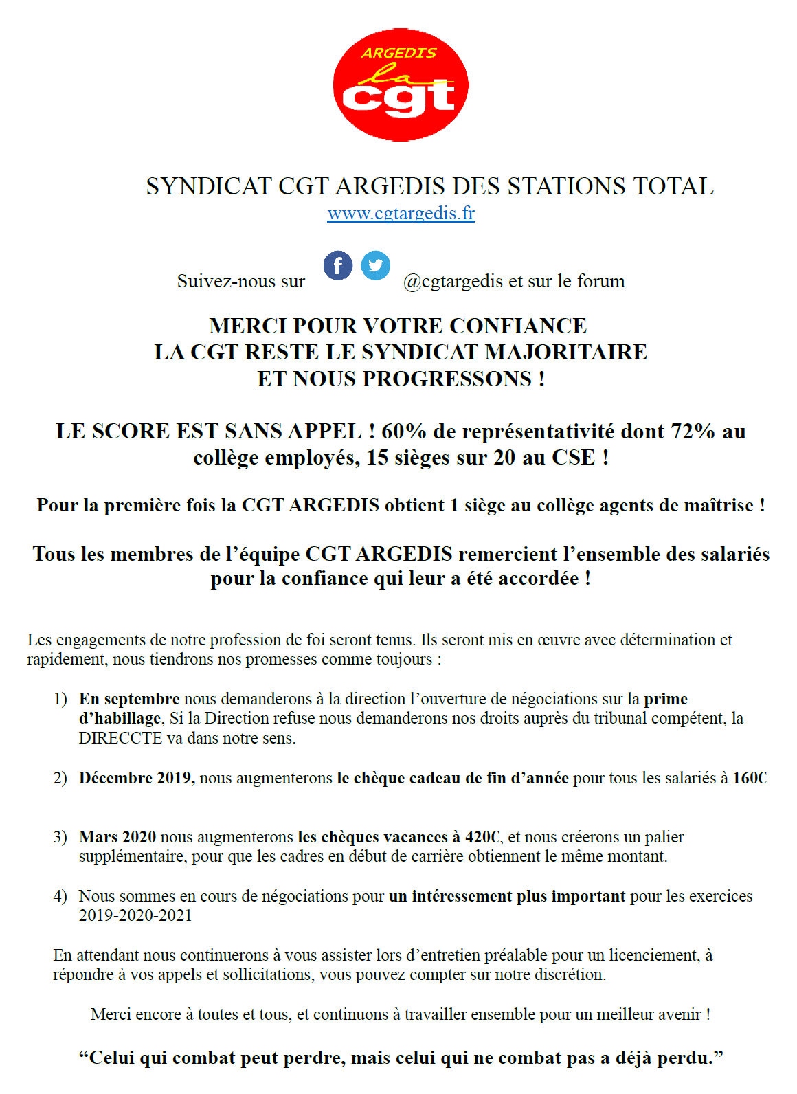 SYNDICAT CGT ARGEDIS DES STATIONS TOTAL